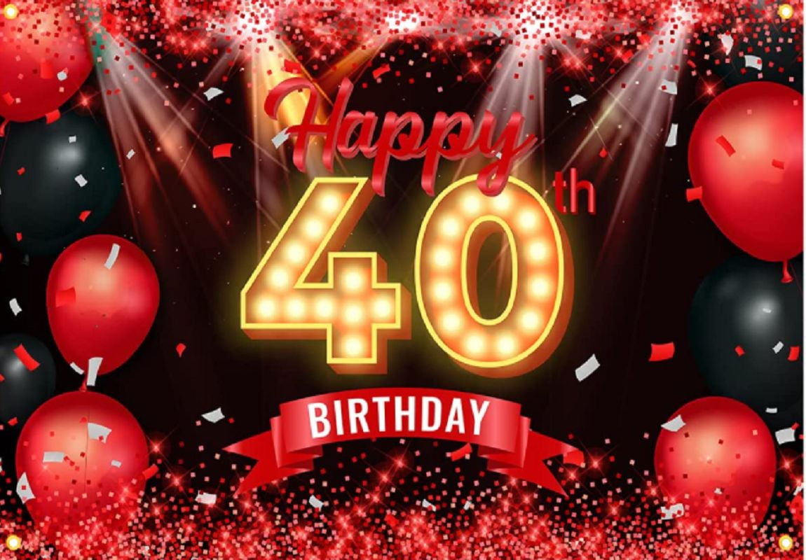 Happy 40th Birthday Background Photography Backdrops Adult Photo Red ...
