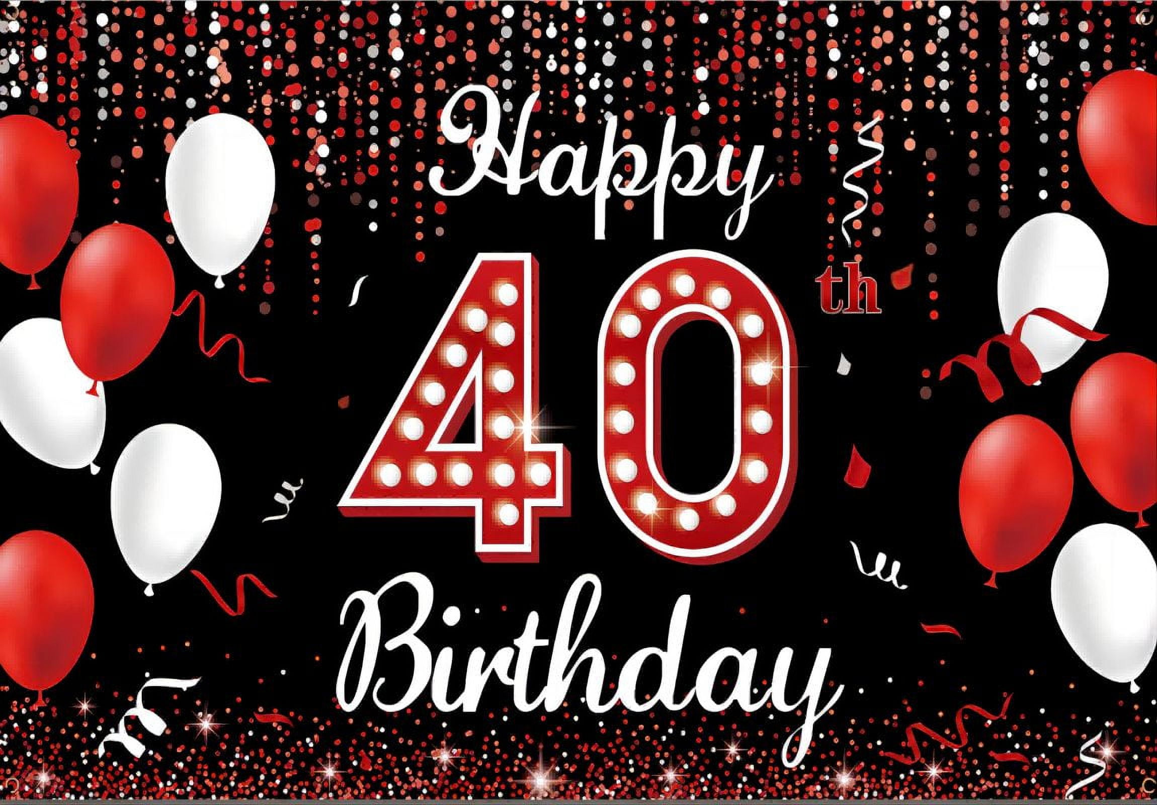 Happy 40th Birthday Banner ration Backdrop Men Black and Gold Retro ...