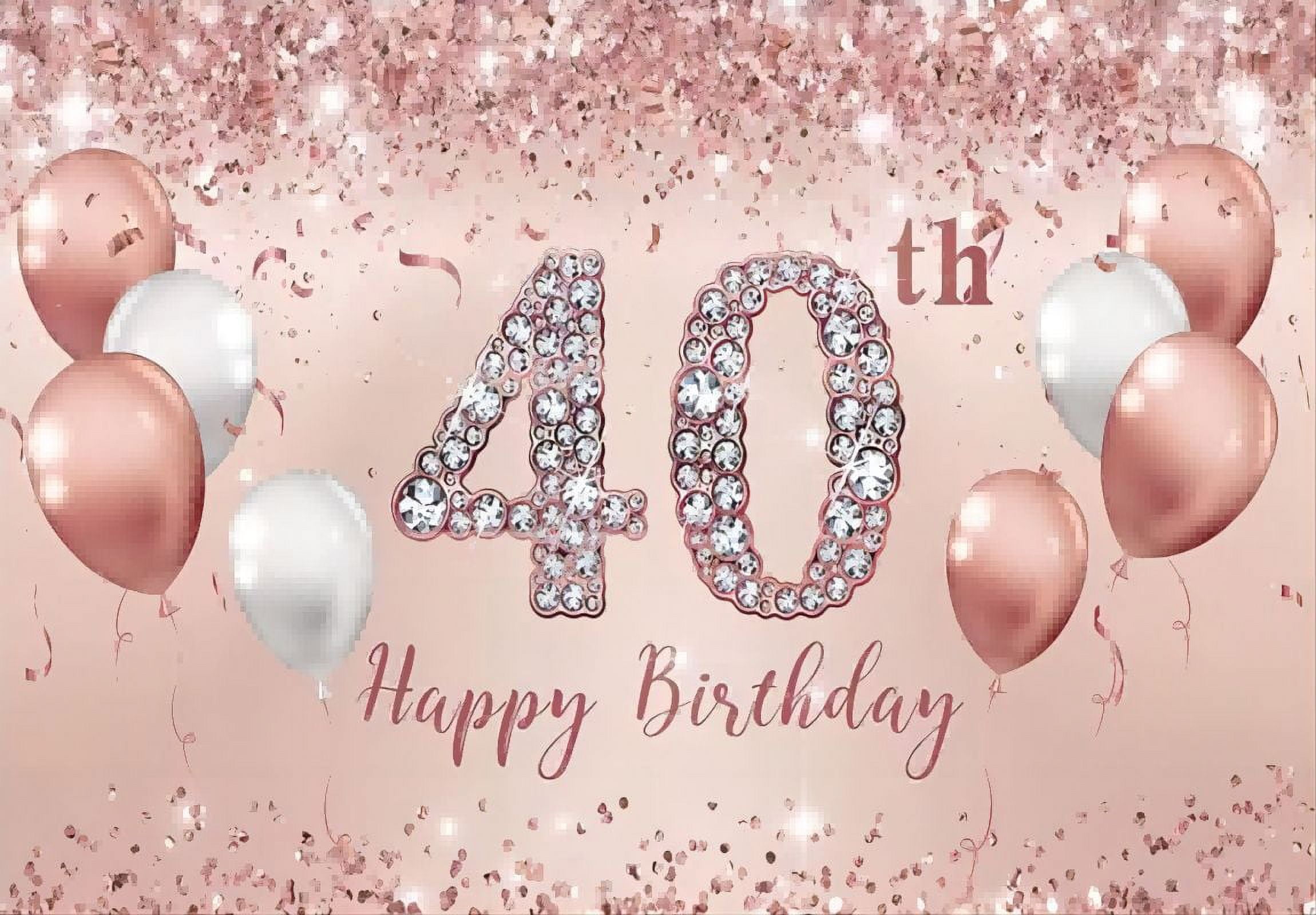 Happy 40th Birthday rations Backdrop Banner Purple Gold Women 40 Years ...