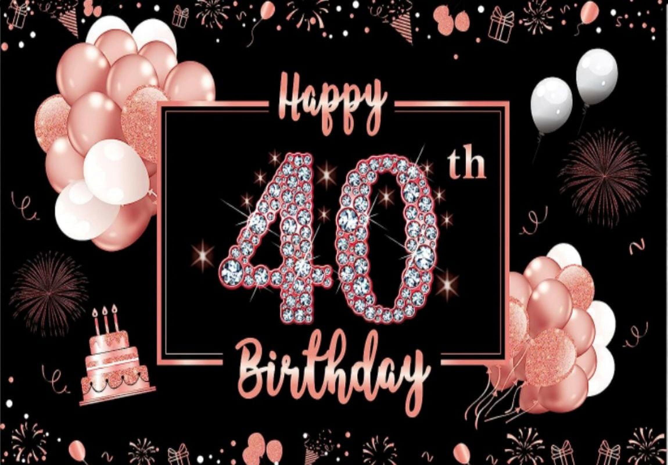 Happy 40th Birthday Banner ration Backdrop Men Black and Gold Retro ...