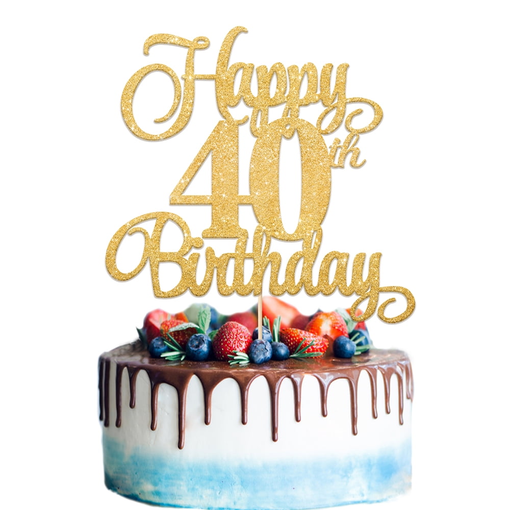 Happy 40th Birthday Cake Topper, Cheers to 40th Birthday, Forty Years ...