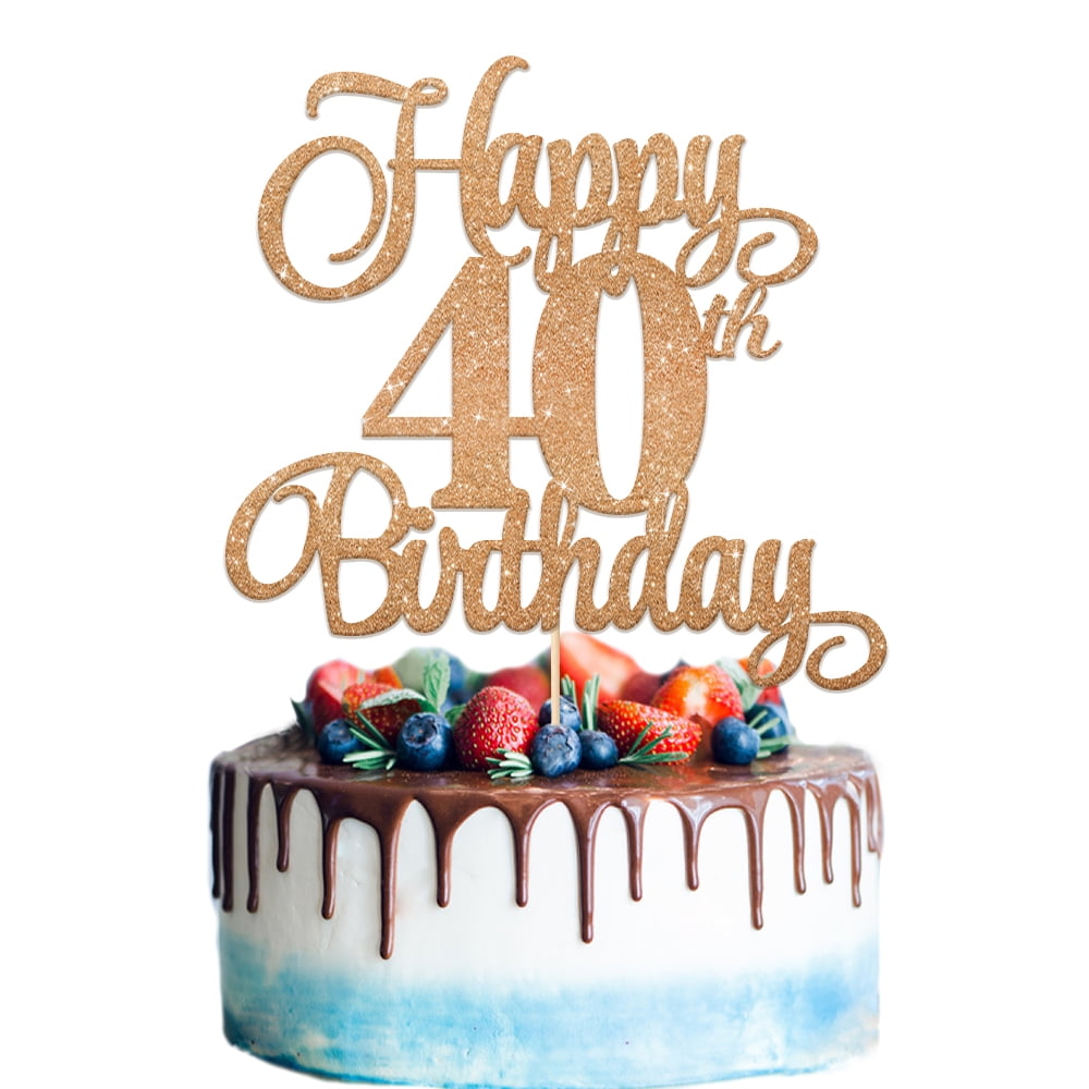 Happy 40th Birthday Cake Topper, Cheers to 40th Birthday, Forty Years ...