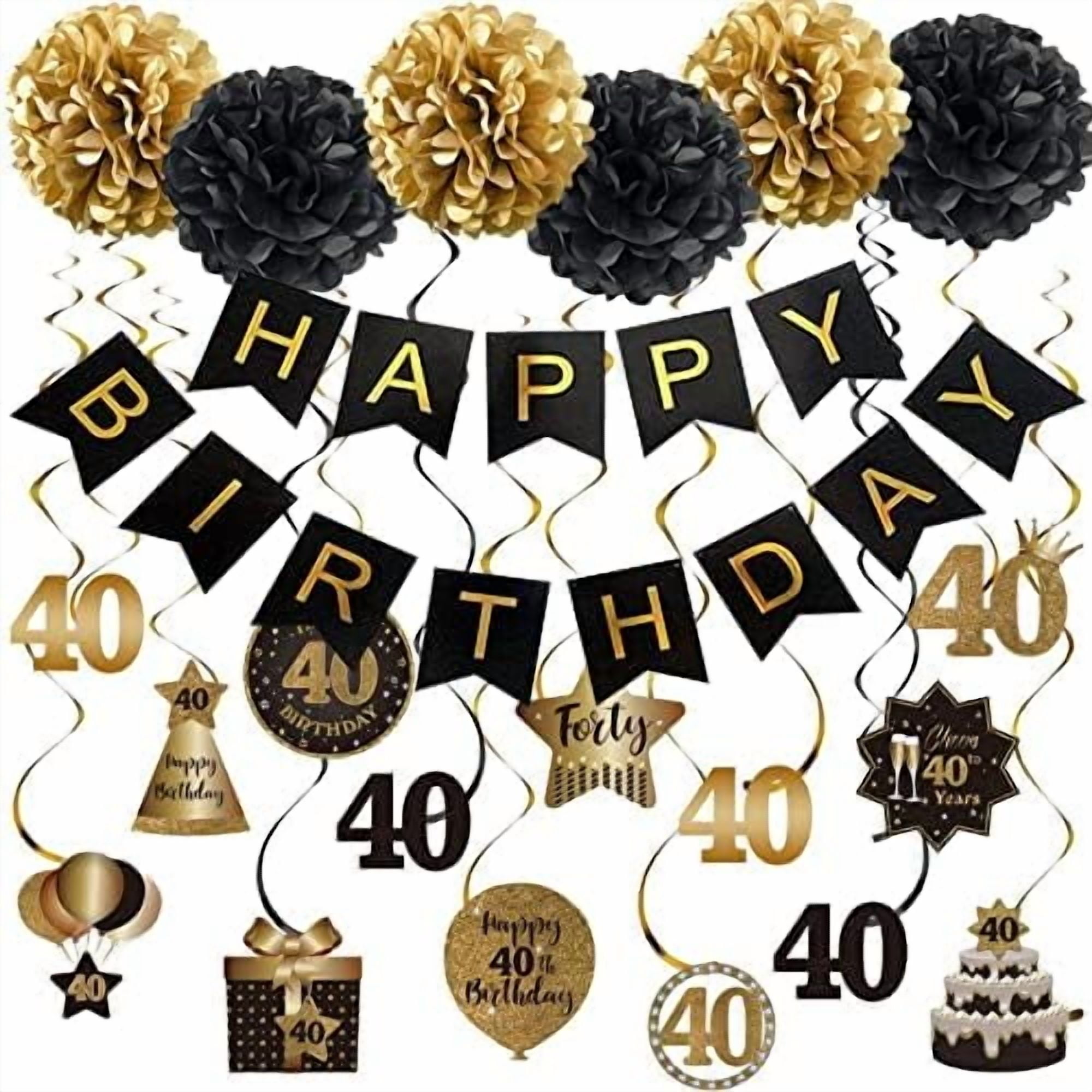Happy 40th Birthday Hanging Swirls Streamers Decoration Set, Happy ...