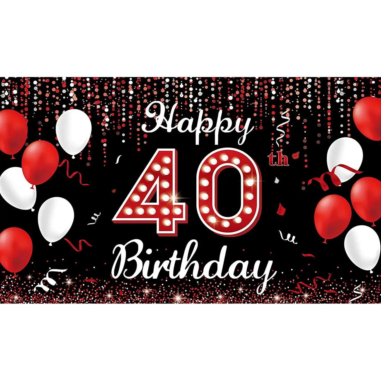 Happy 40th Birthday Party ration Cake Table Backdrop for Women Red ...