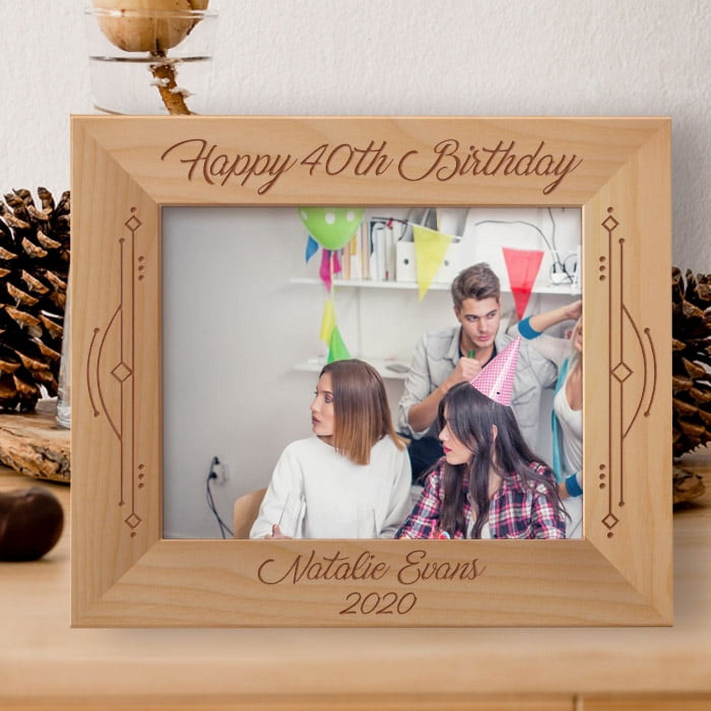 Happy 40th Birthday Personalized Wooden Frame-10" x 8" Brown Horizontal ...
