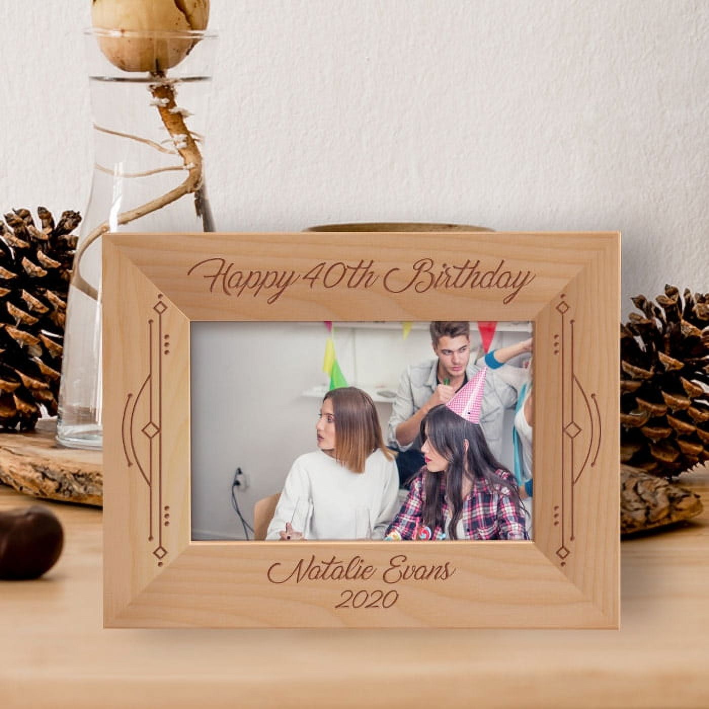 Happy 40th Birthday Personalized Wooden Frame-6" x 4" Brown Horizontal ...
