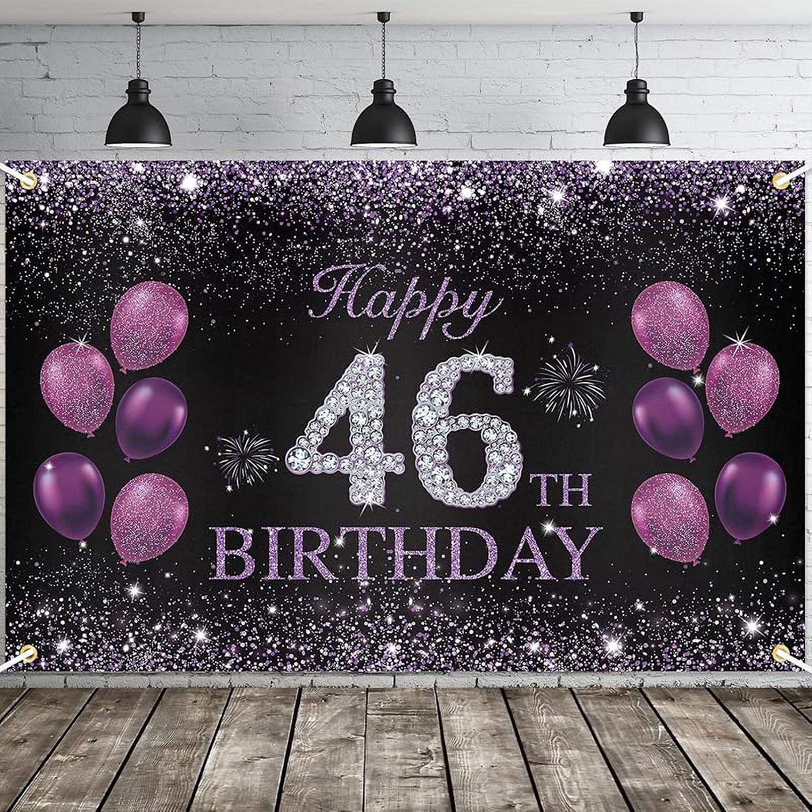 Happy 46th Birthday Banner, Happy Birthday Party Decorations, Birthday ...