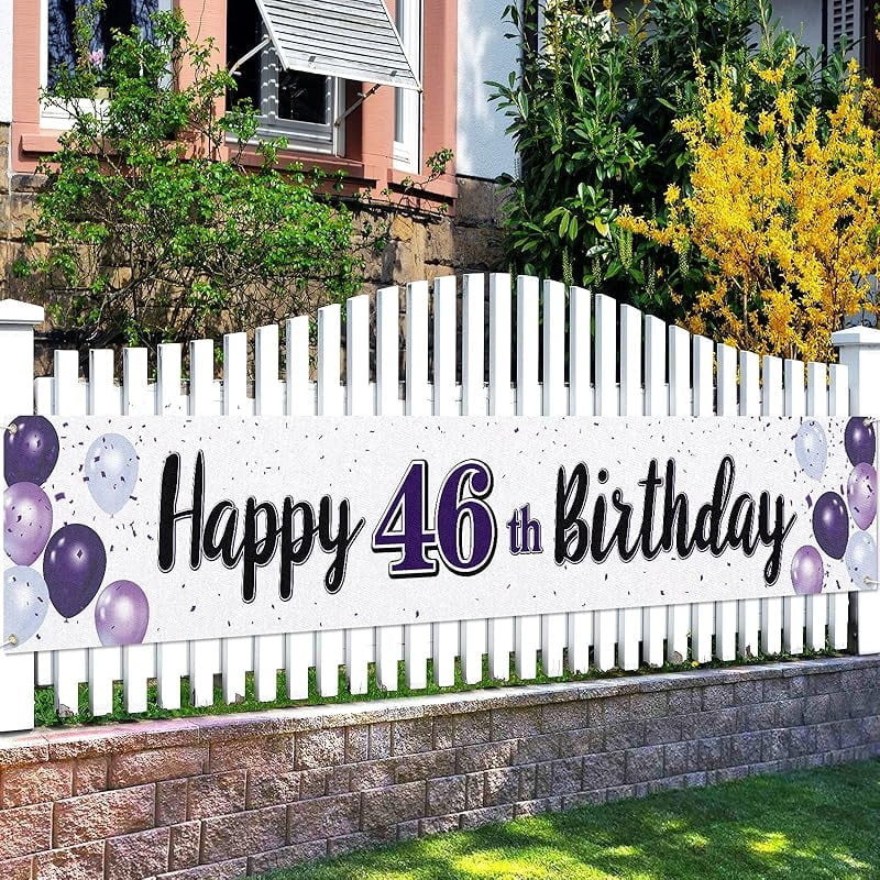 Happy 46th Birthday Decorations,46th Purple Balloon Large Birthday ...