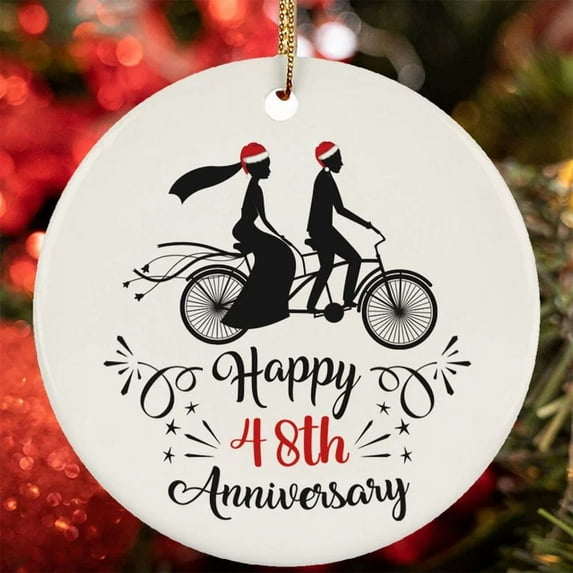 Happy 48th Anniversary Ornament Couple Bike Ride48 Year Wedding kriStmAs 1PC Ornaments ...