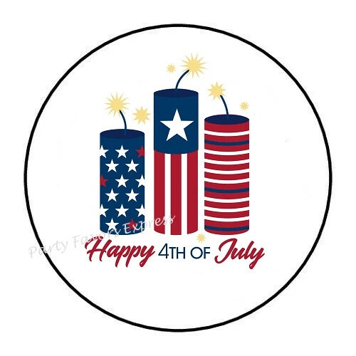 Happy 4Th Of July Firecrackers Stickers Favors Phone Decal Water Bottle ...
