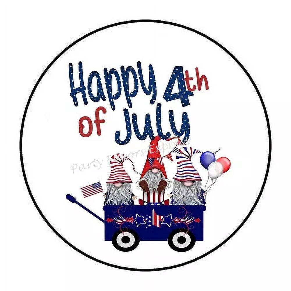 Happy 4Th Of July Gnome Sticker Party Favors Sticker Envelope Seals ...