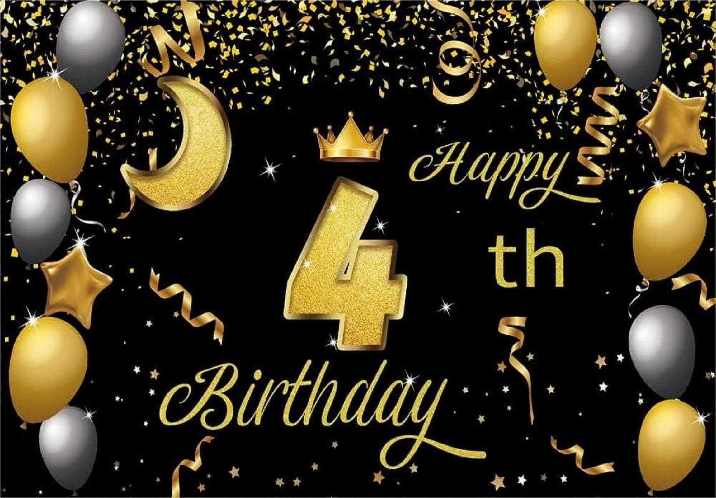 Happy 4th Birthday ration Balloon Background Boy or Girl Vintage ...