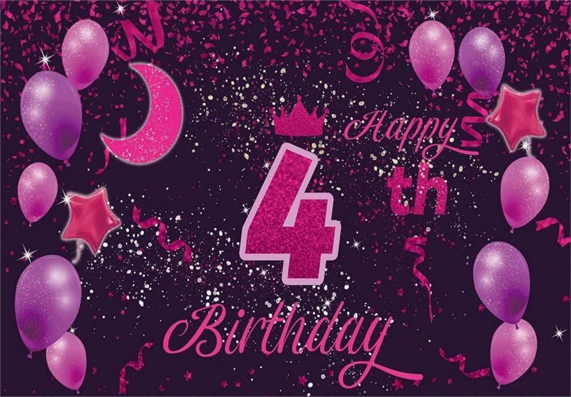 Happy 4th Birthday ration Balloon Background Boy or Girl Vintage ...