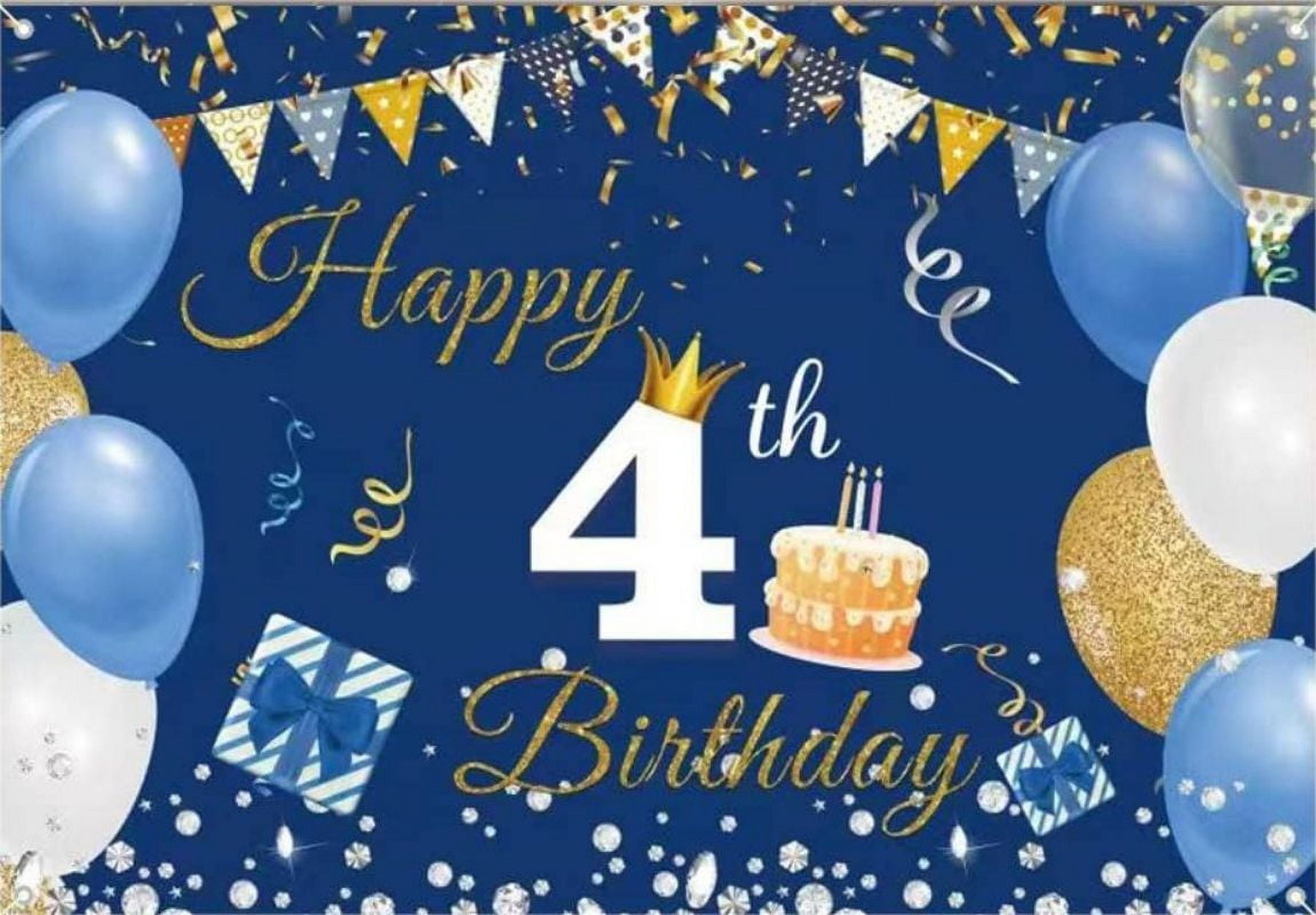 Happy 4th Birthday ration Balloon Background Boy or Girl Vintage ...