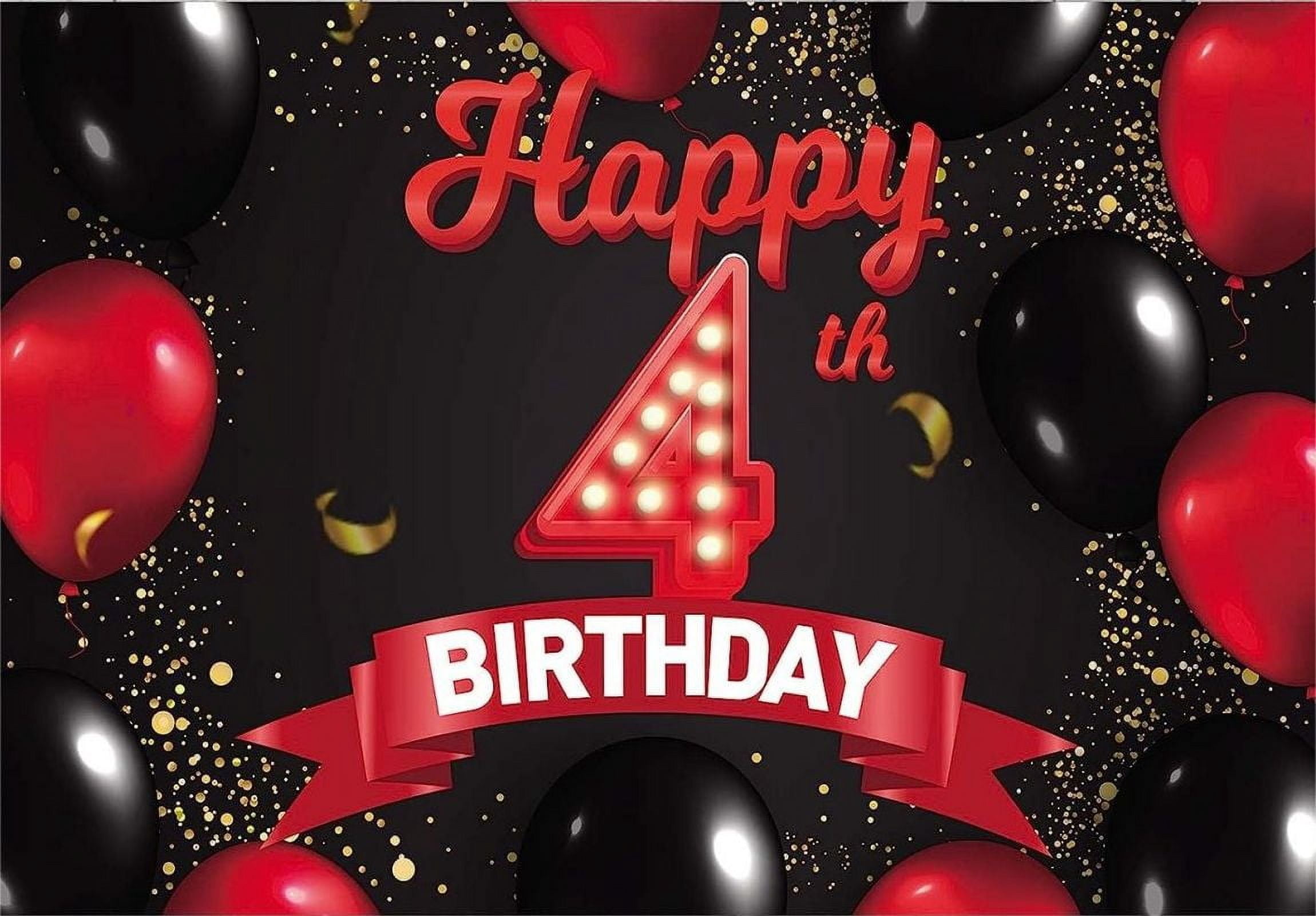 Happy 4th Birthday ration Balloon Background Boy or Girl Vintage ...