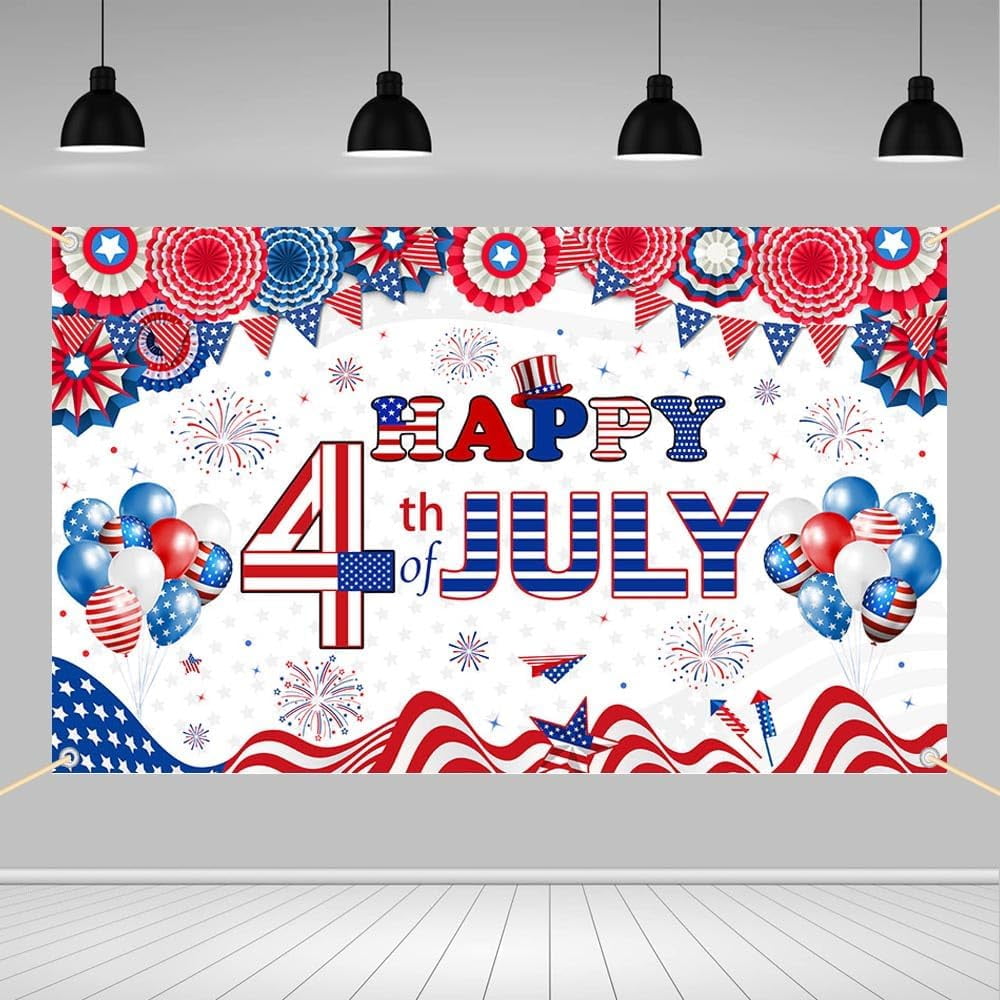 Happy 4th of July Backdrop Fourth of July Decorations Red White and ...