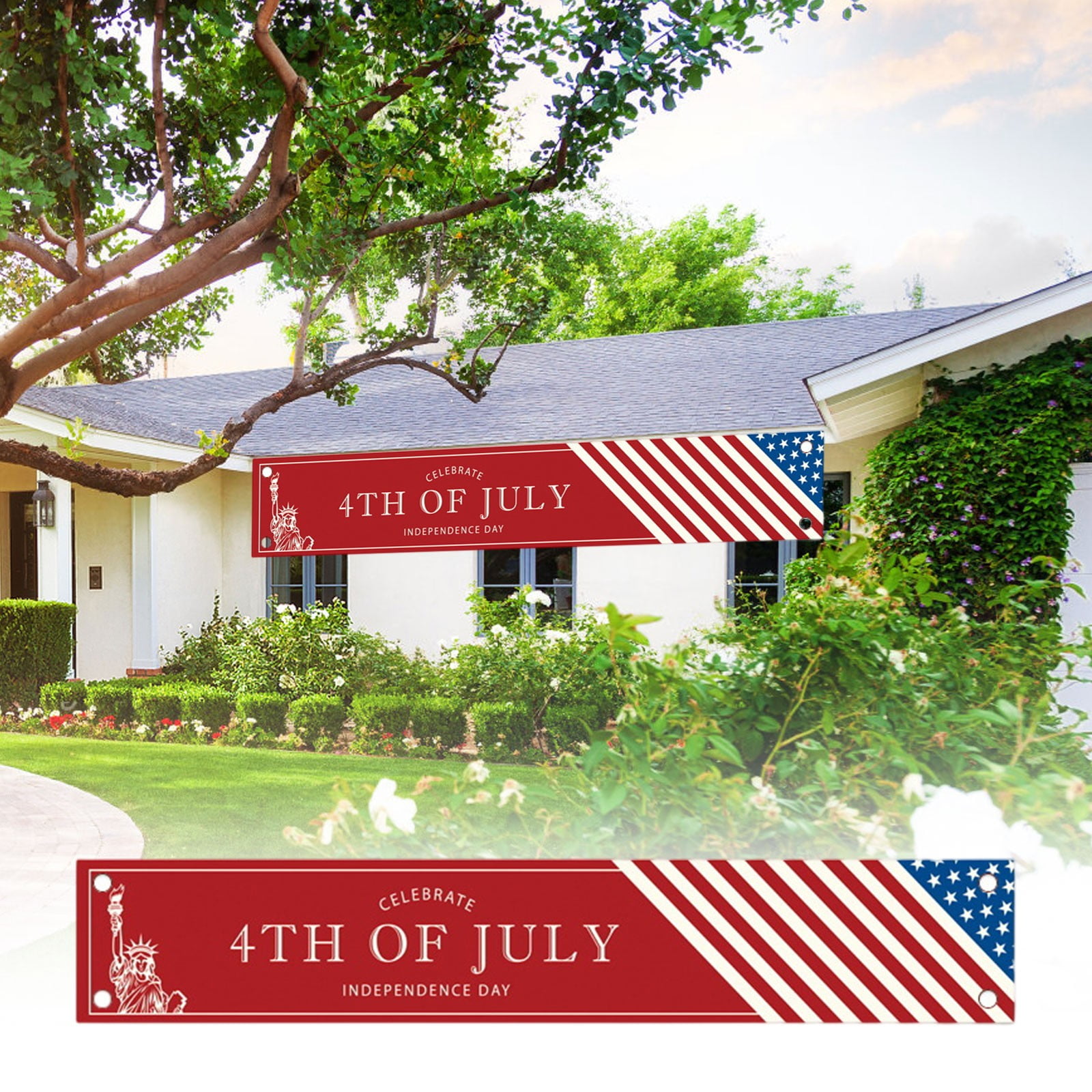 Happy 4th of July Banner - Large, 9.8*1.6ft, 4th of July Yard Banner ...