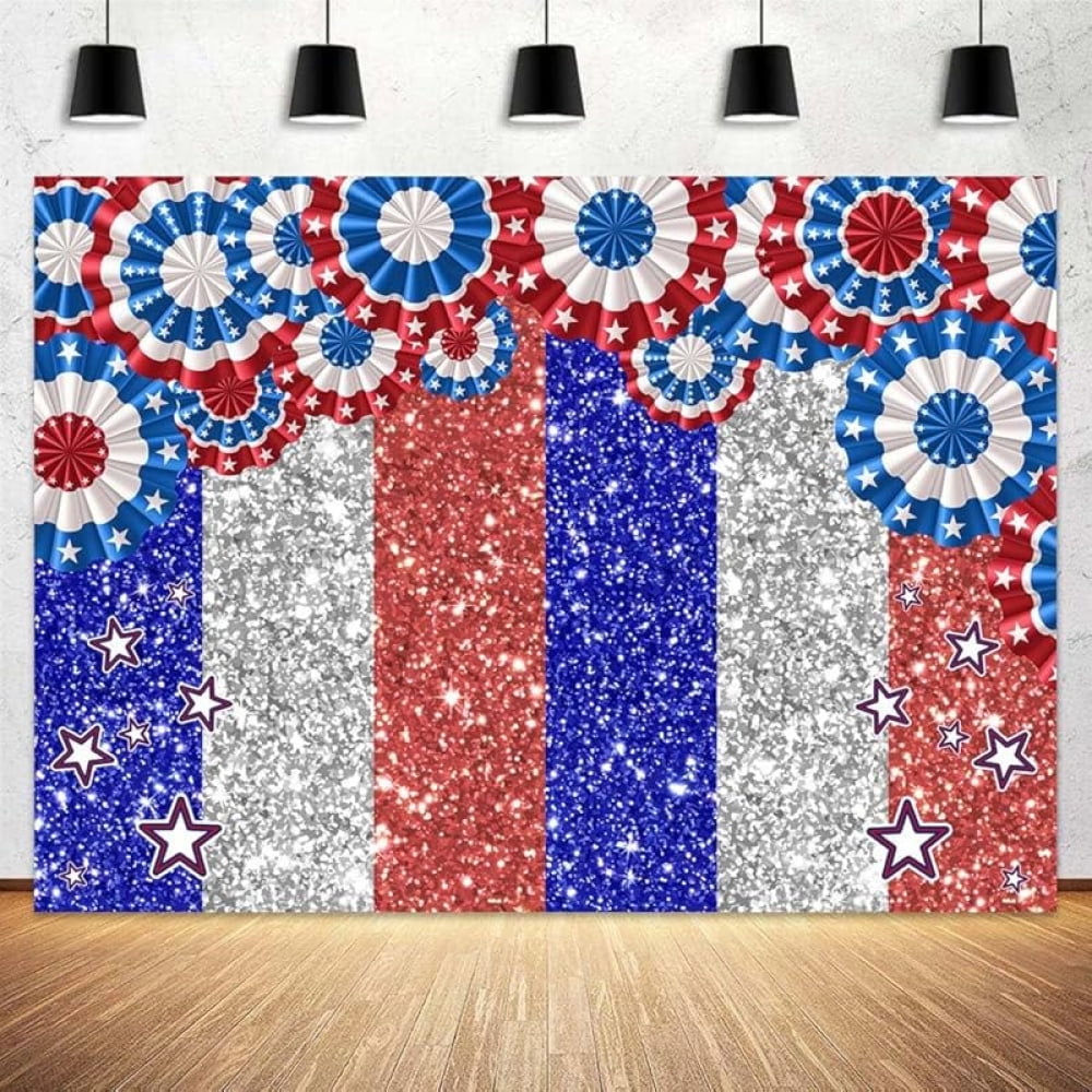 Happy 4th of July Independence Day Backdrop, Red Blue Shining American ...