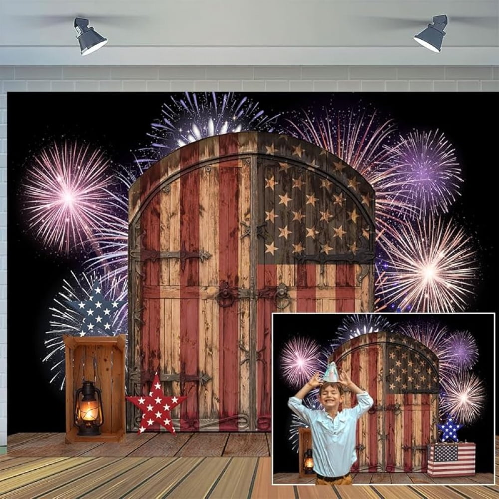 Happy 4th of July Independence Day Barn Door Backdrop, Presidents Day ...