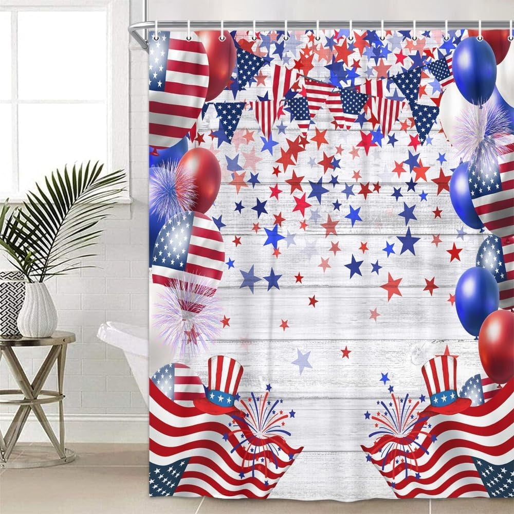 Happy 4th of July Independence Day Shower Curtain, Presidents Day ...