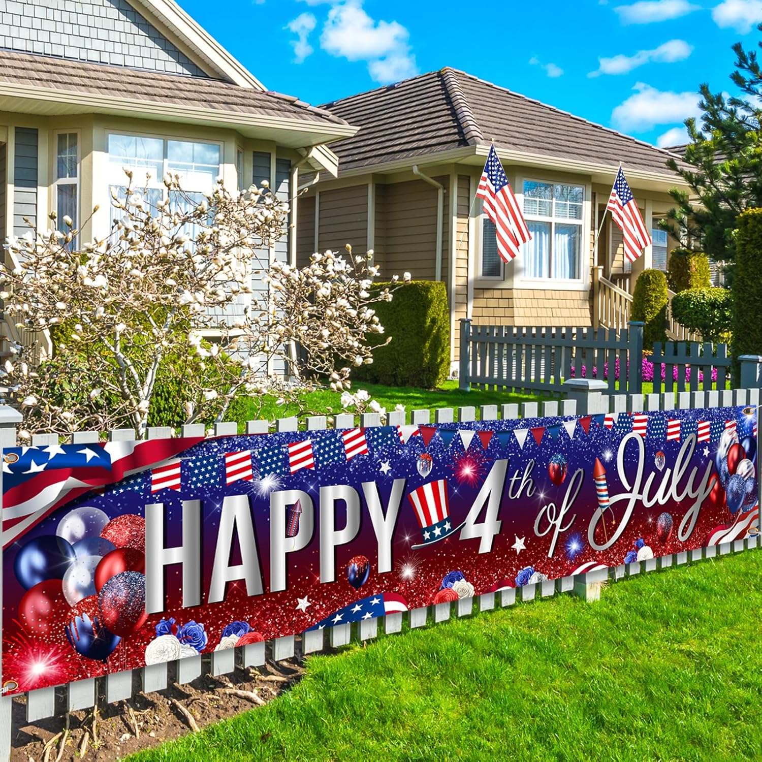 Happy 4th of July Patriotic Backdrop Banner Decoration-Independence Day ...