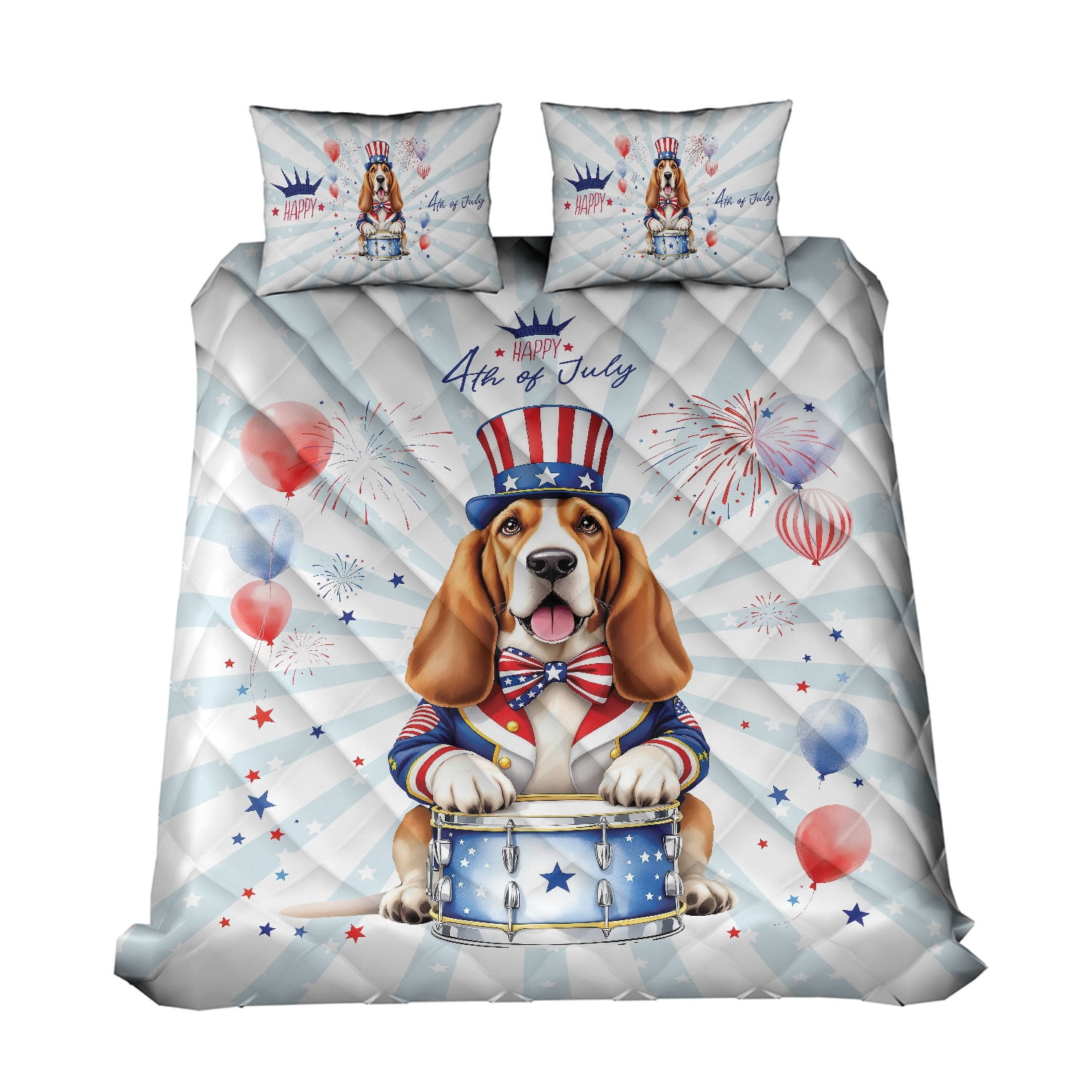 Happy 4th of July Patriotic Basset Hound Marching Band Uniform Balloons ...