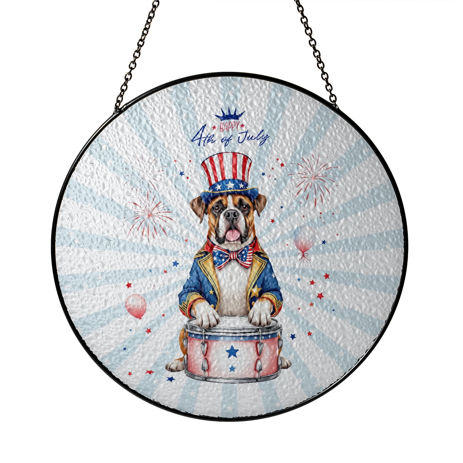 Happy 4th of July Patriotic Boxer Marching Band Uniform Balloons ...