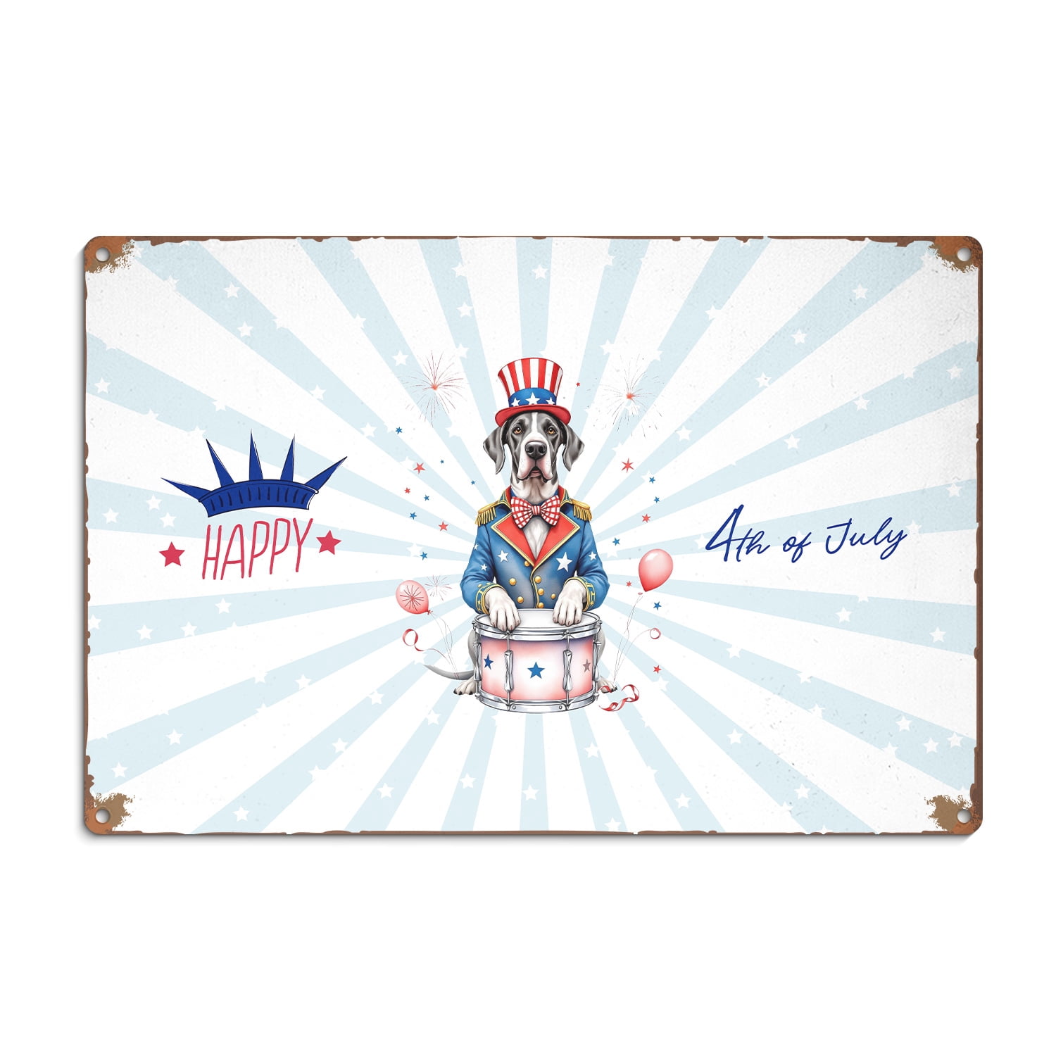 Happy 4th of July Patriotic Great Dane Marching Band Uniform Balloons ...
