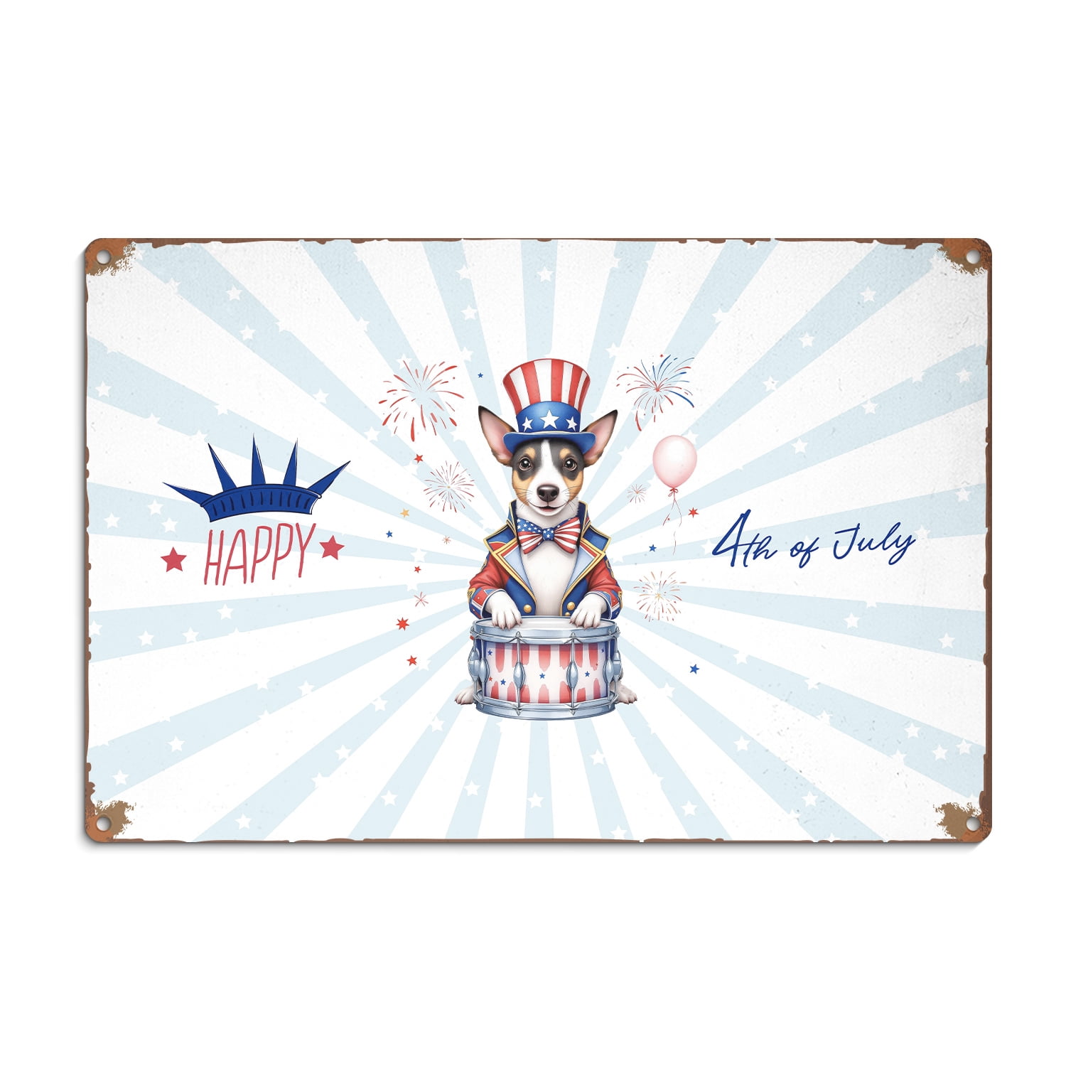 Happy 4th of July Patriotic Rat Terrier Marching Band Uniform Balloons ...