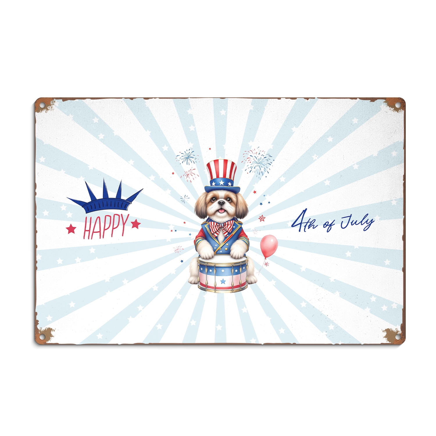 Happy 4th of July Patriotic Shih Tzu Marching Band Uniform Balloons ...