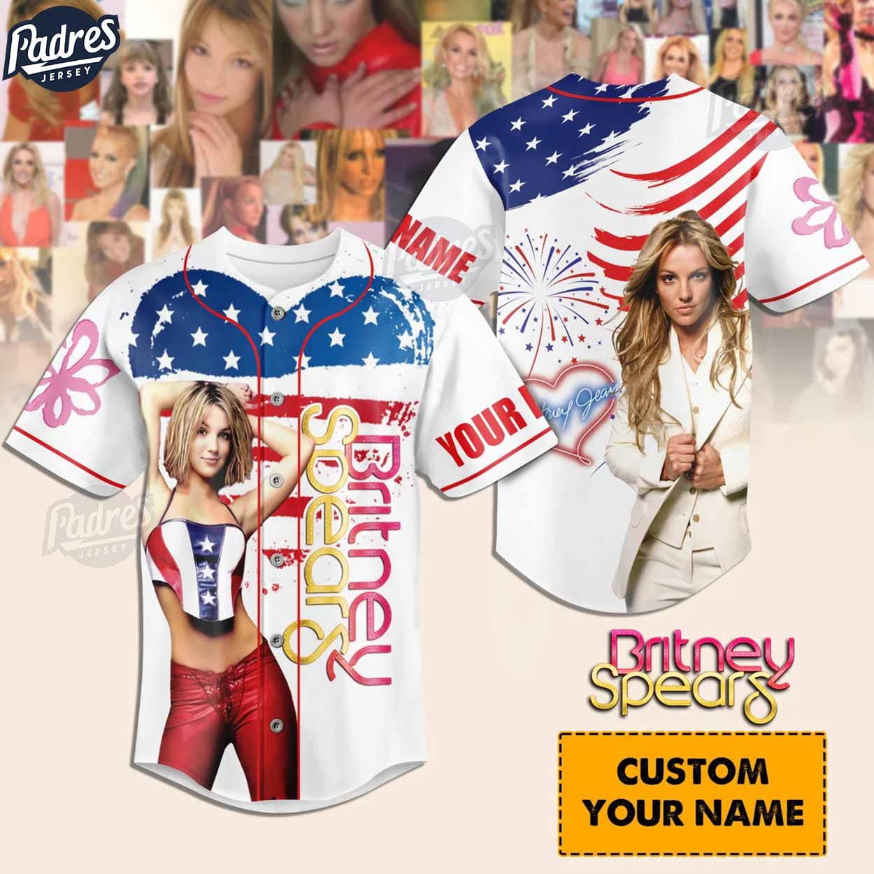 Happy 4th Of July Britney Spears USA Custom Baseball Jersey - Walmart.com