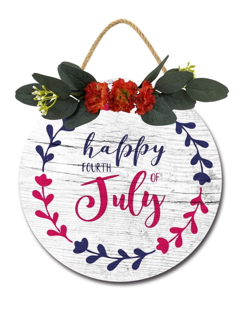 Happy 4th Of July Door Sign Summer Independence Day Decorations Wreath ...