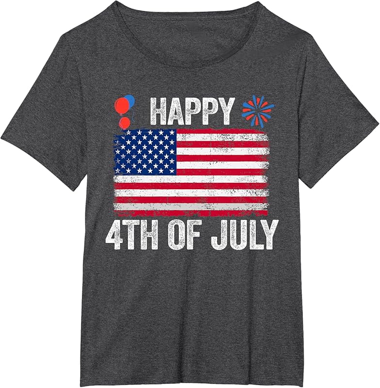 Happy 4th- Of July US- Flag American Fourth Of July -Patriotic T-Shirt ...