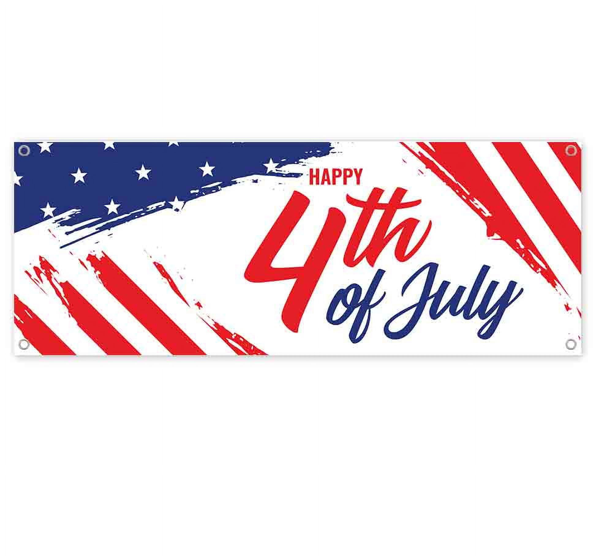 Happy 4th of July 13 oz Vinyl Banner With Metal Grommets - Walmart.com