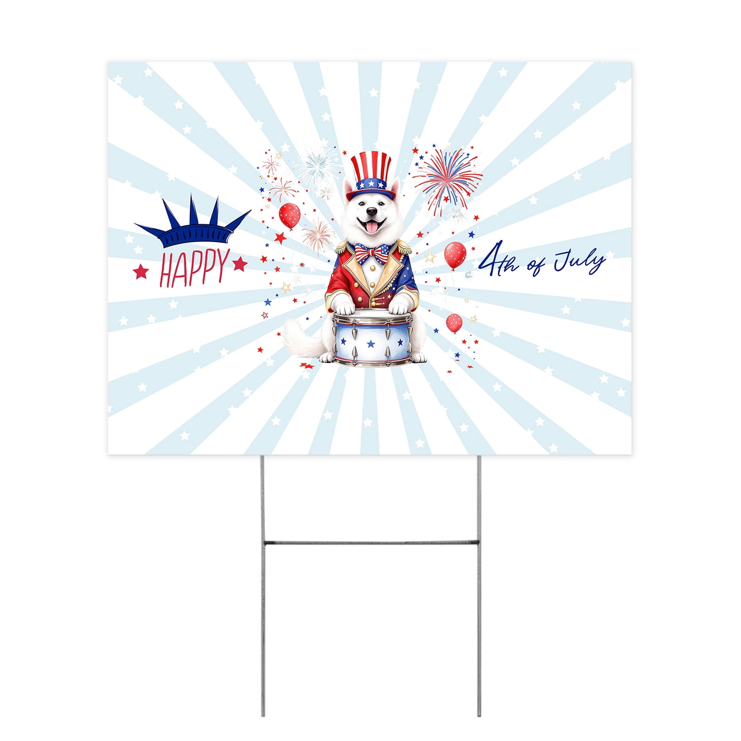 Happy 4th of July Patriotic Akita Marching Band Uniform Balloons ...