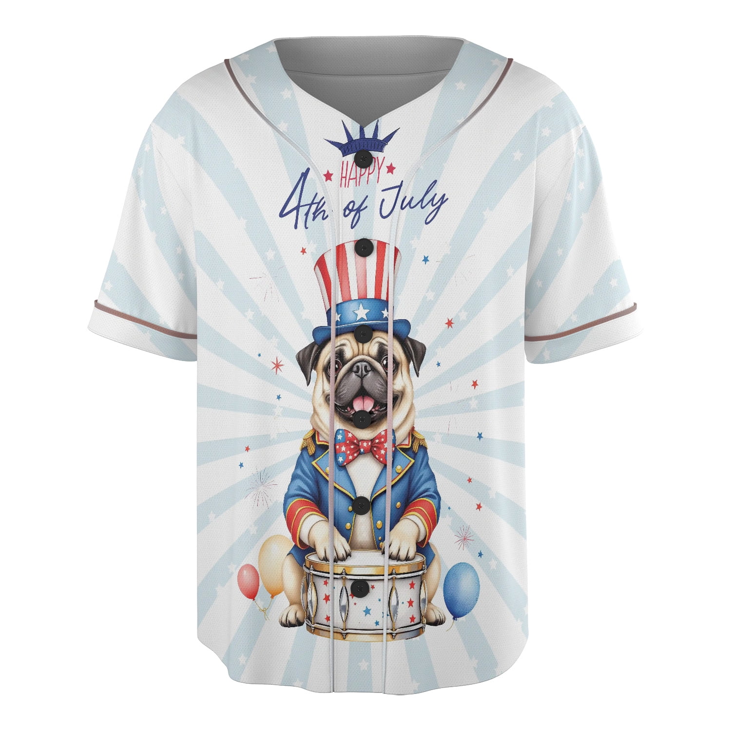 Happy 4th of July Patriotic Pug Marching Band Uniform Balloons ...