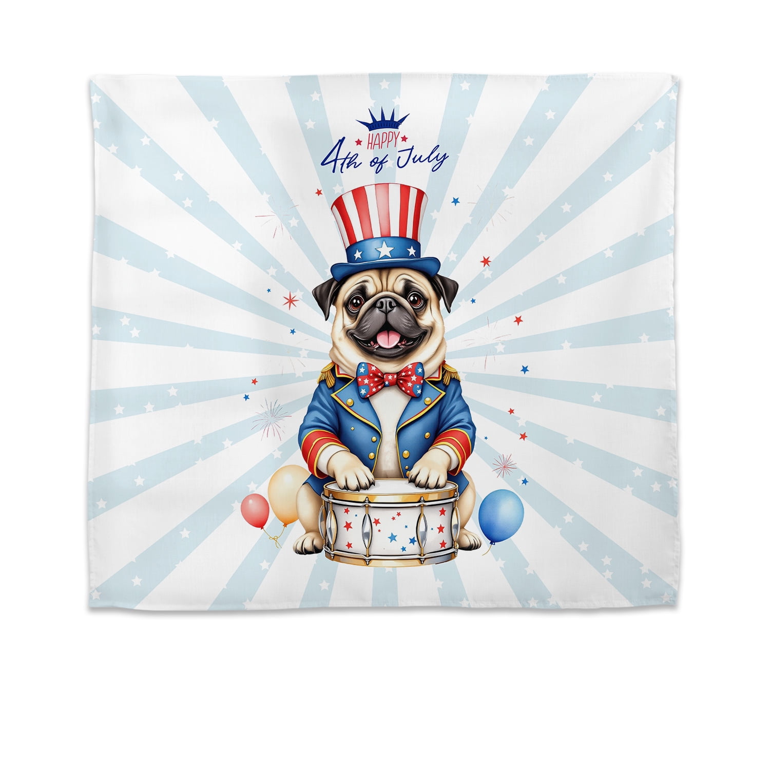 Happy 4th of July Patriotic Pug Marching Band Uniform Balloons ...
