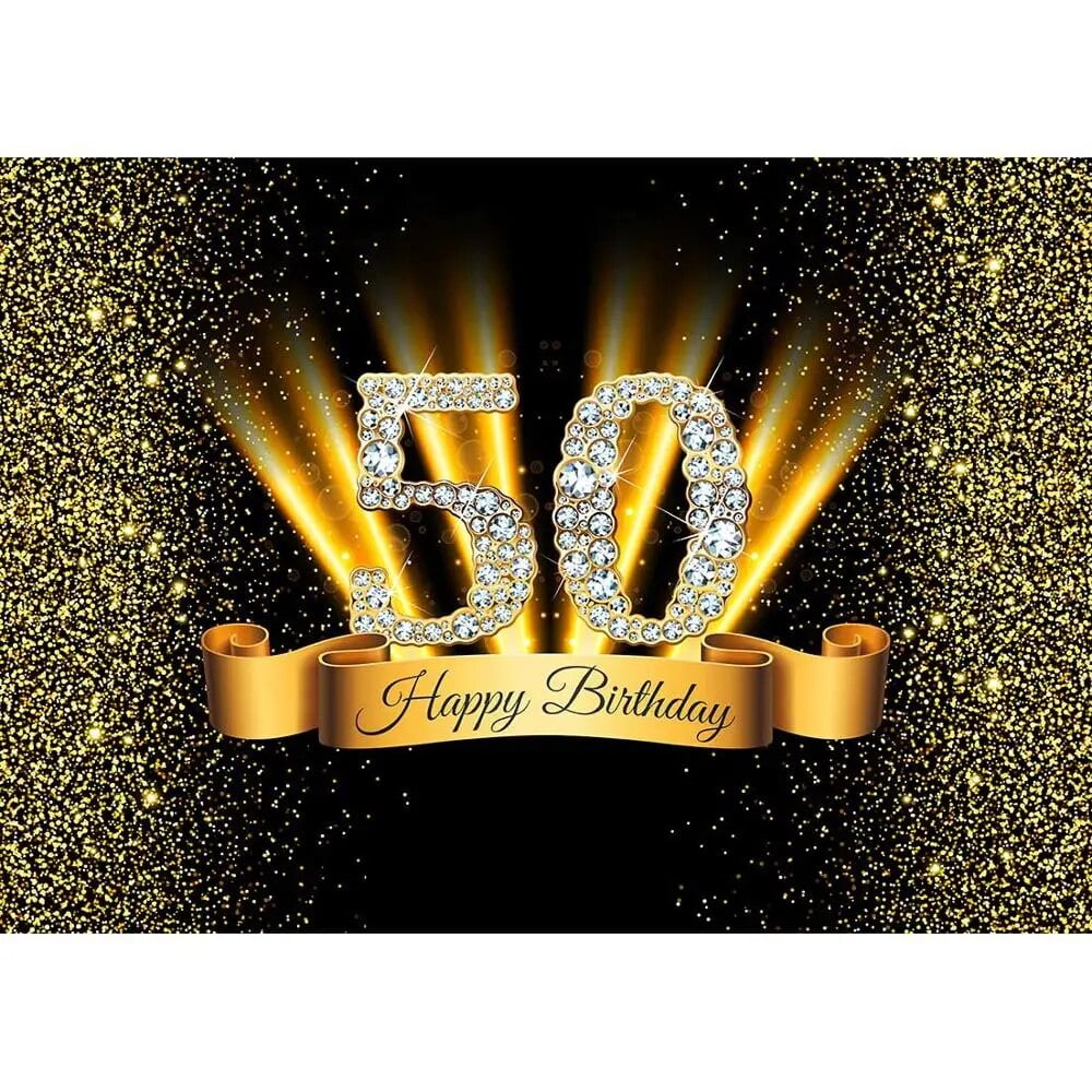 Happy 50th 40 30 25 18 Birthday Party Background Props Gold Polka Dot ...