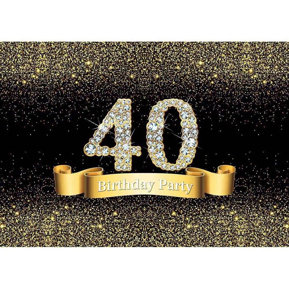 Happy 50th 40 30 25 18 Birthday Party Photo Background Props Gold Polka ...