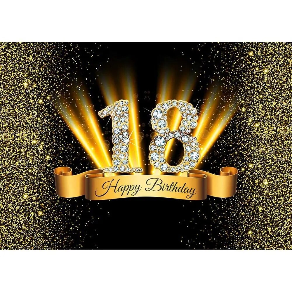 Happy 50th 40 30 25 18 Birthday Party Photo Background Props Gold Polka ...