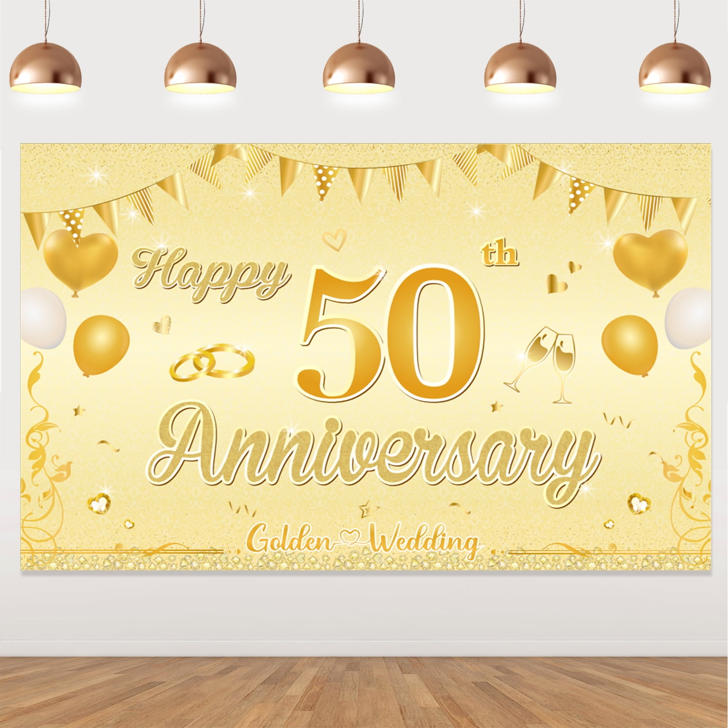 Cheereveal Lightweight Child Happy 50th Anniversary Backdrop Banner ...