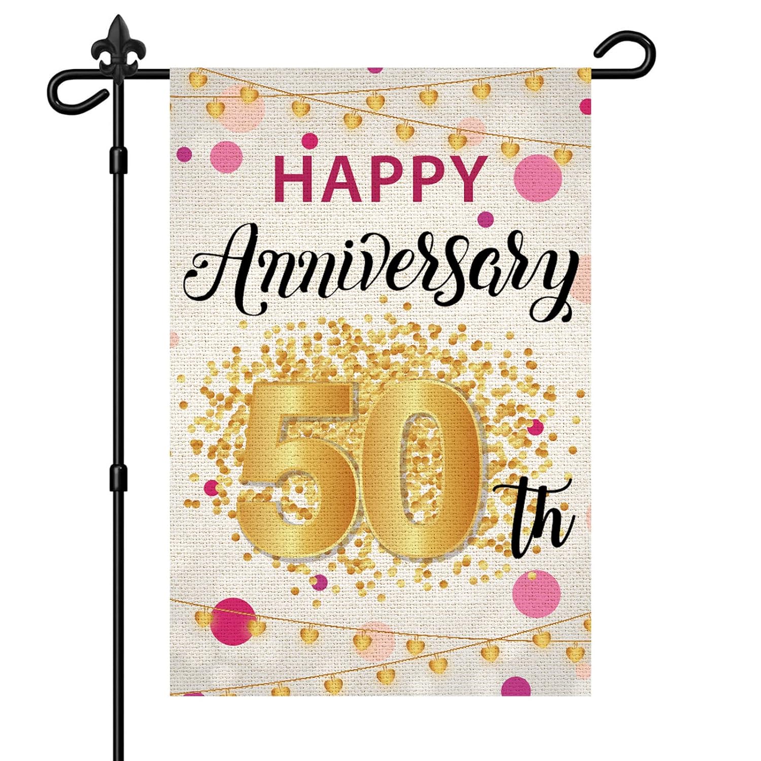Happy 50th Anniversary Garden Flag, Cheers to 50 Years Loved Yard Flag ...