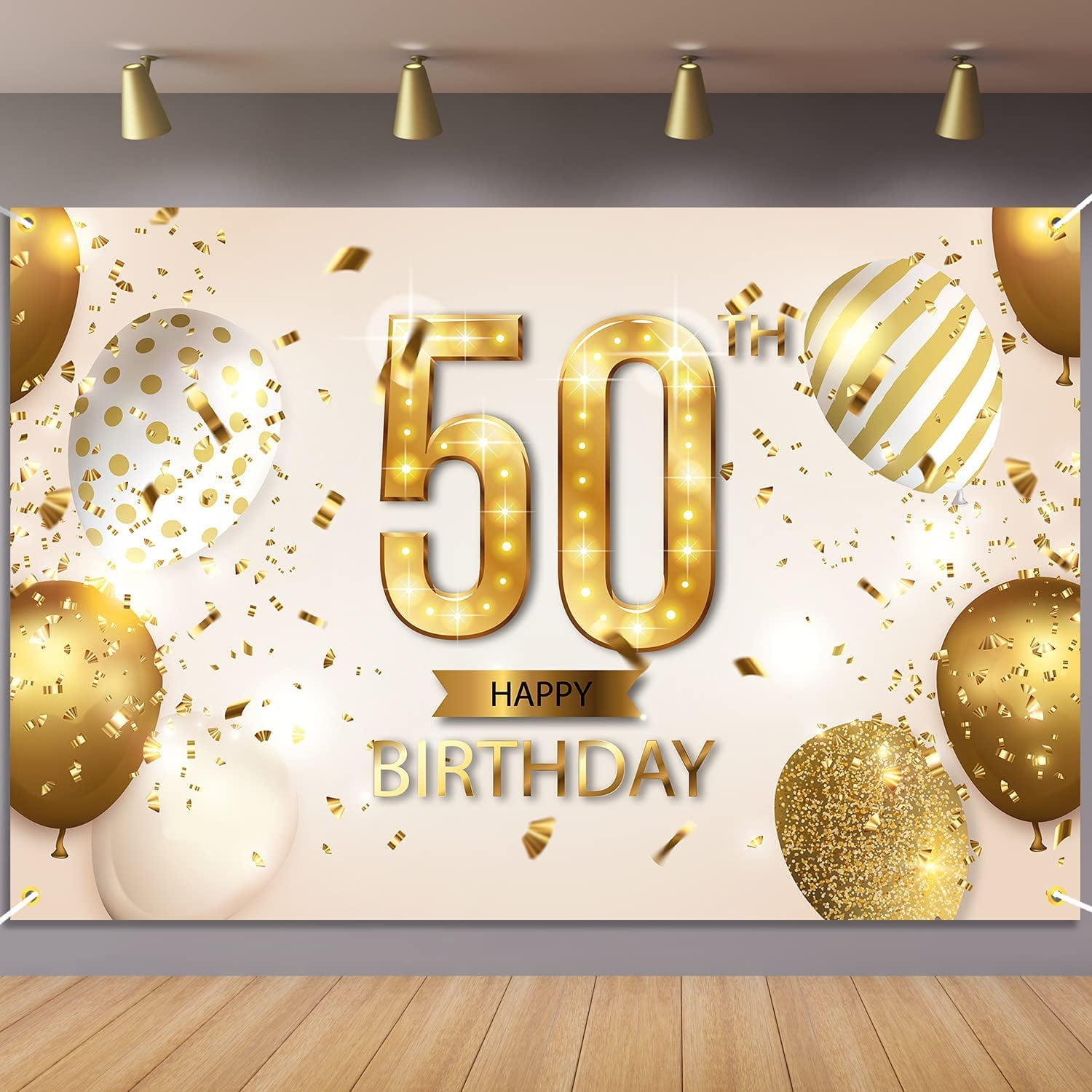 Happy 50th Birthday Backdrop Banner 50 Years Old Bday Background ...