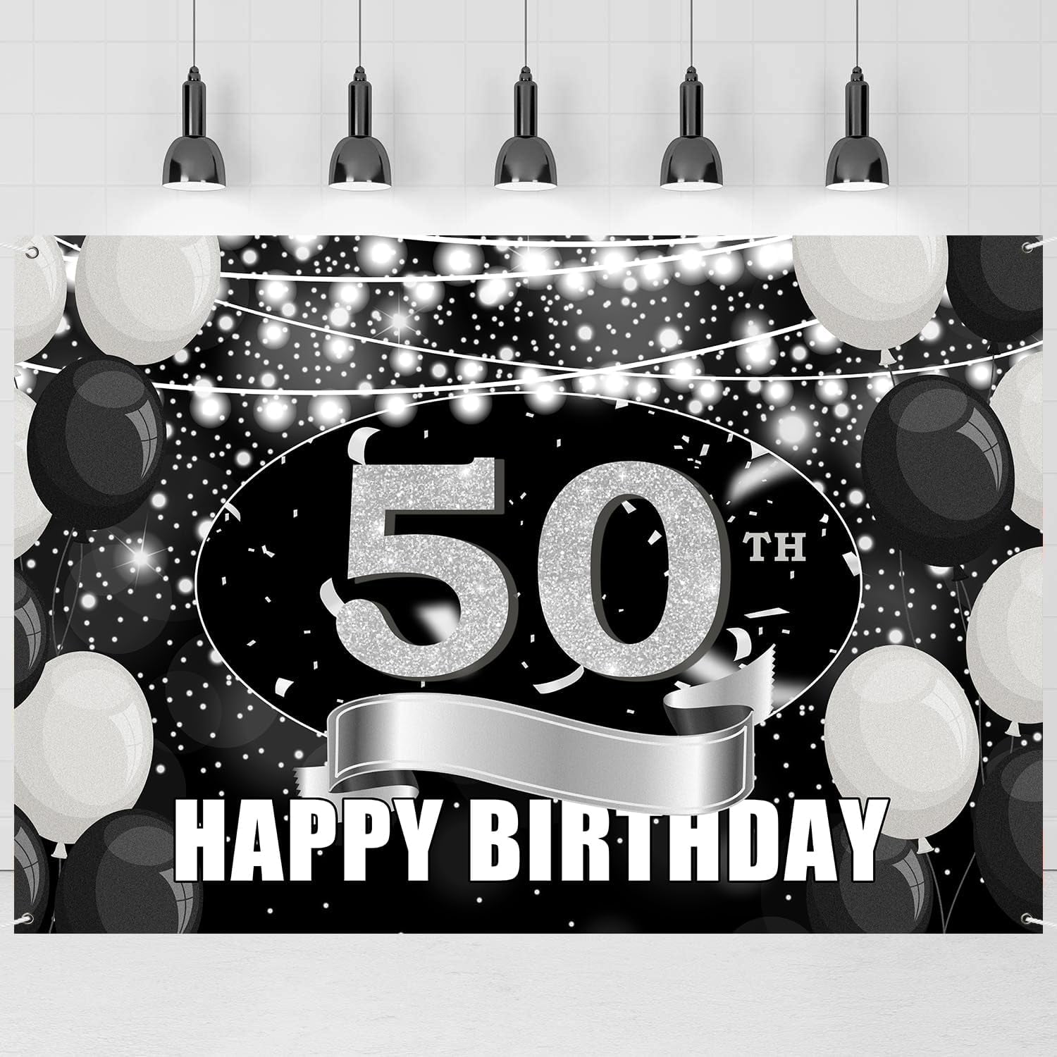 Happy 50th Birthday Backdrop Banner, 50th Birthday Poster Cheers to 50 ...