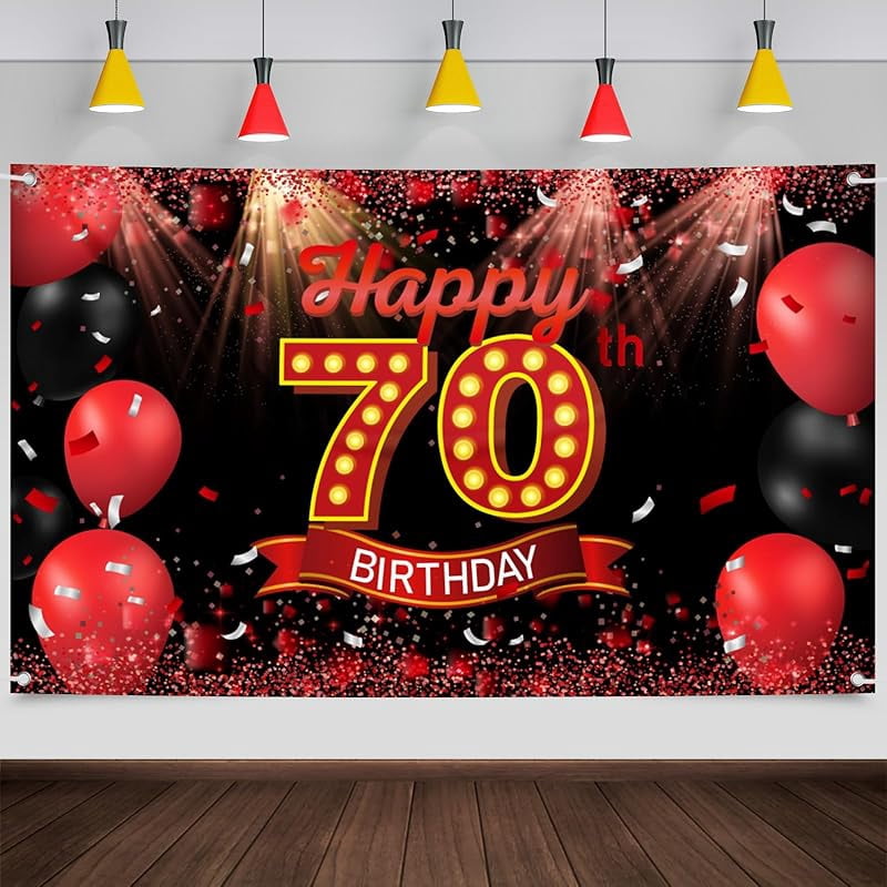 Happy 50th Birthday Backdrop Banner Black and Red Background for Women ...