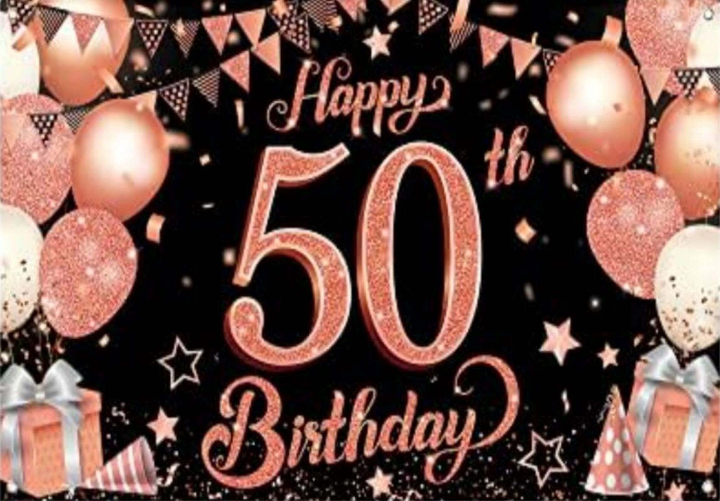 Happy 50th Birthday Backdrop Banner Rose Gold Banner Fifty Year Old ...