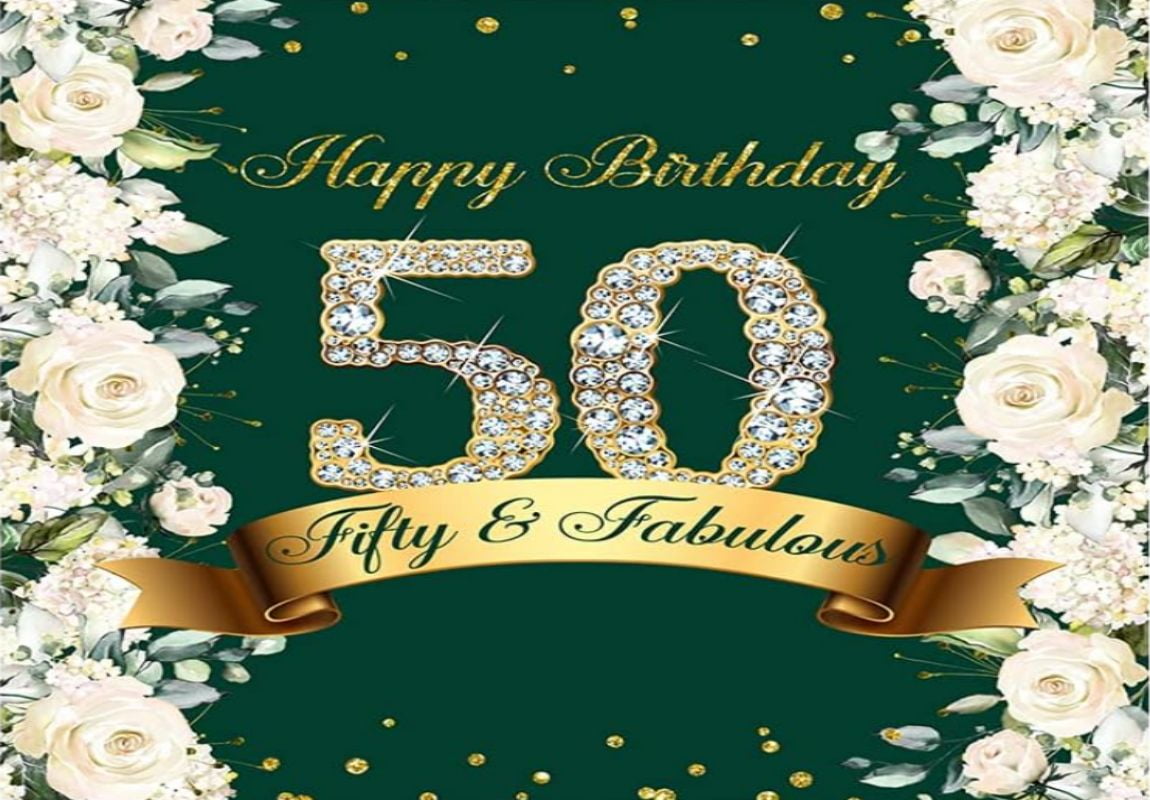 Happy 50th Birthday Backdrop Banner Rose Gold Banner Fifty Year Old ...