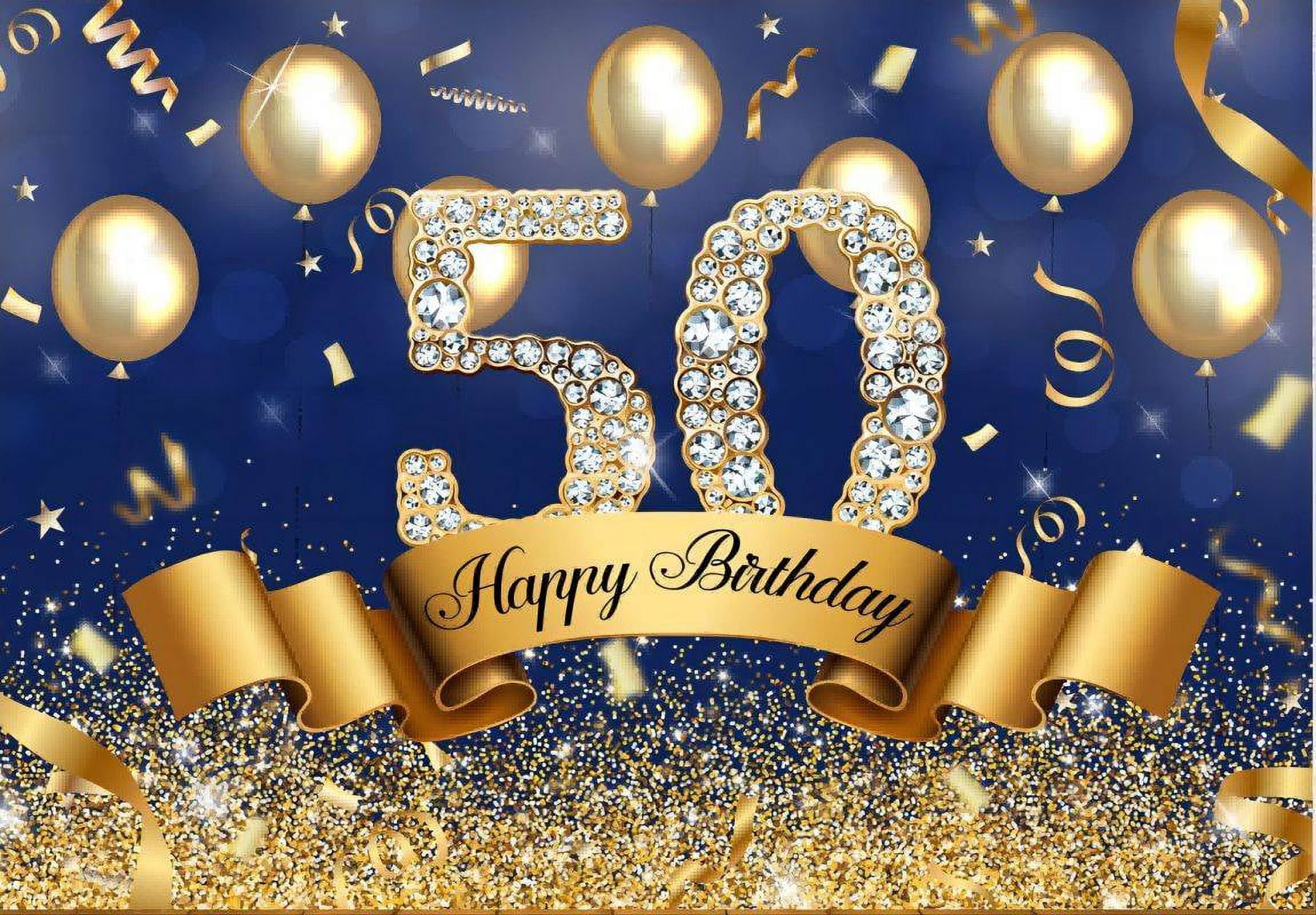 Happy 50th Birthday Backdrop Banner Rose Gold Banner Fifty Year Old ...