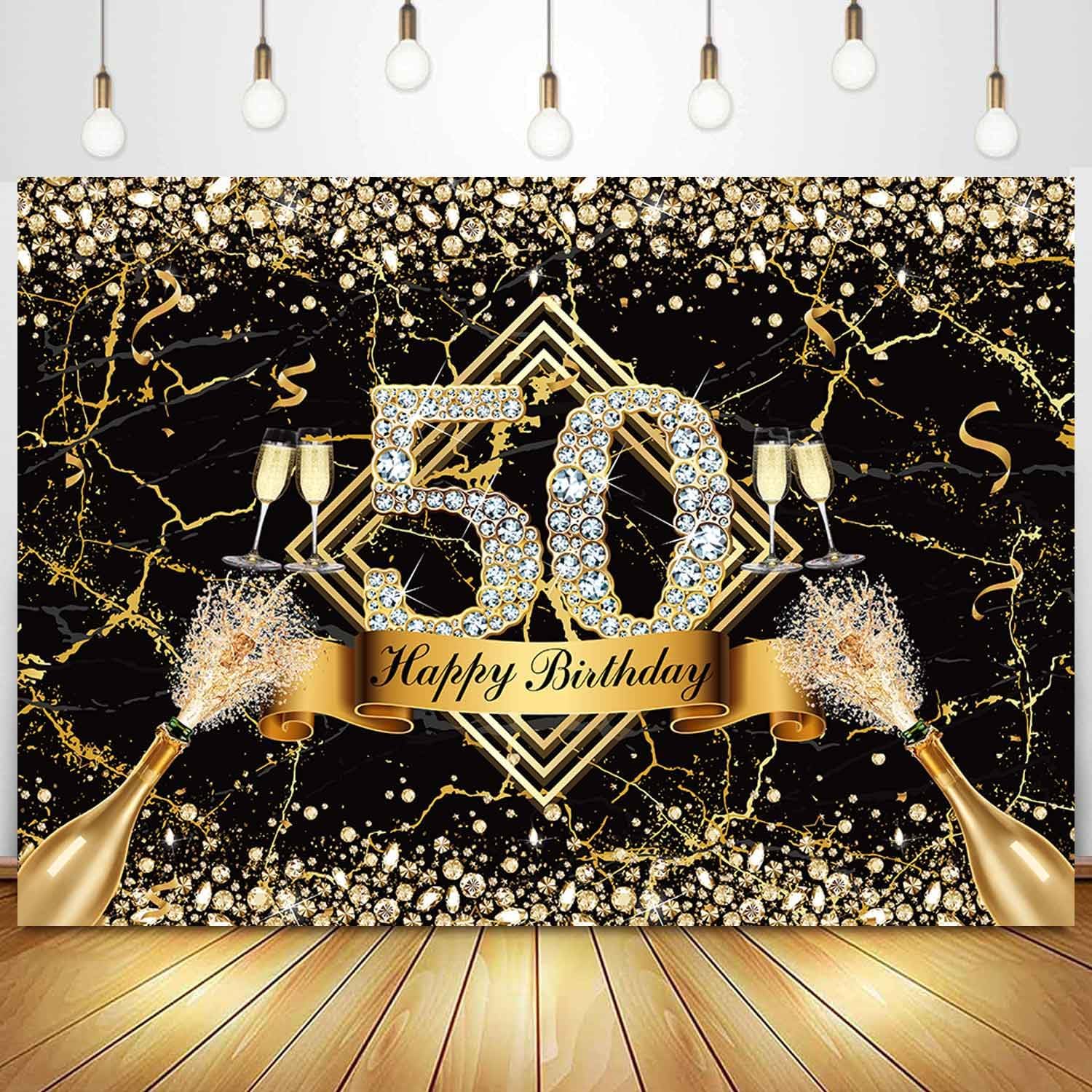Happy 50th Birthday Backdrop for Women 50th Birthday Decoration Banner ...