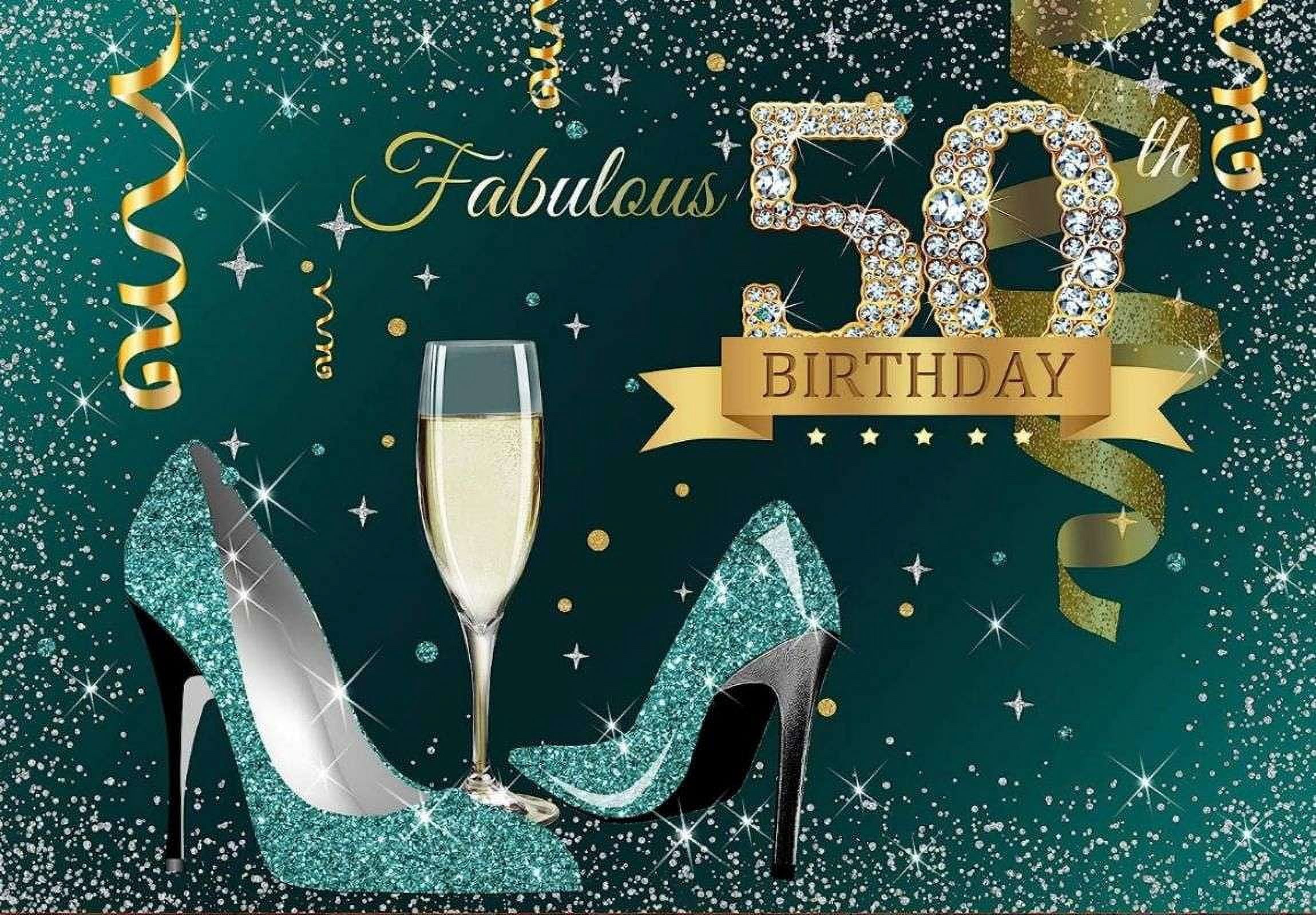 Happy 50th Birthday Backdrop Women Fifty Photography Background Floral ...